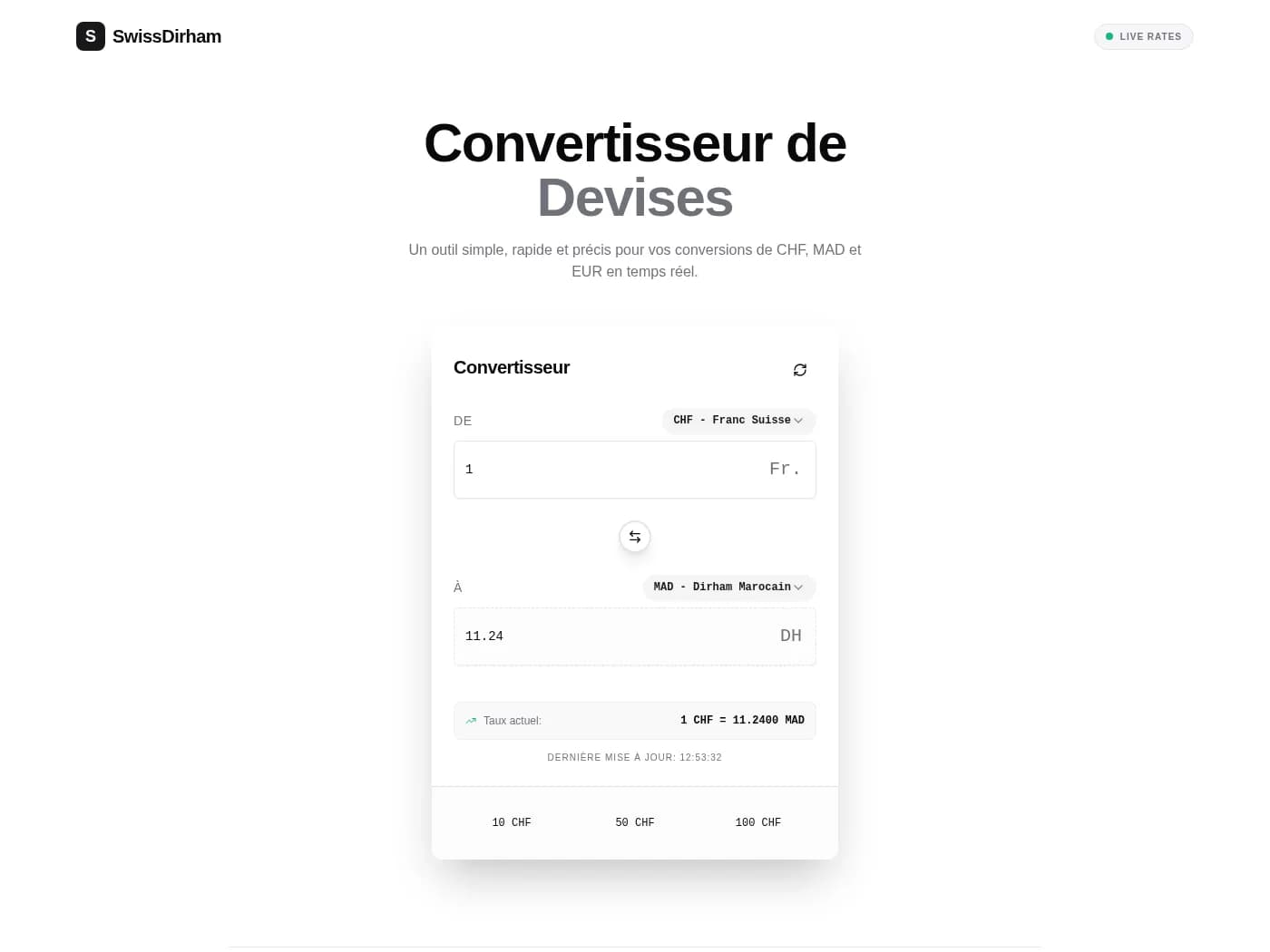Swiss-Moroccan Currency Converter