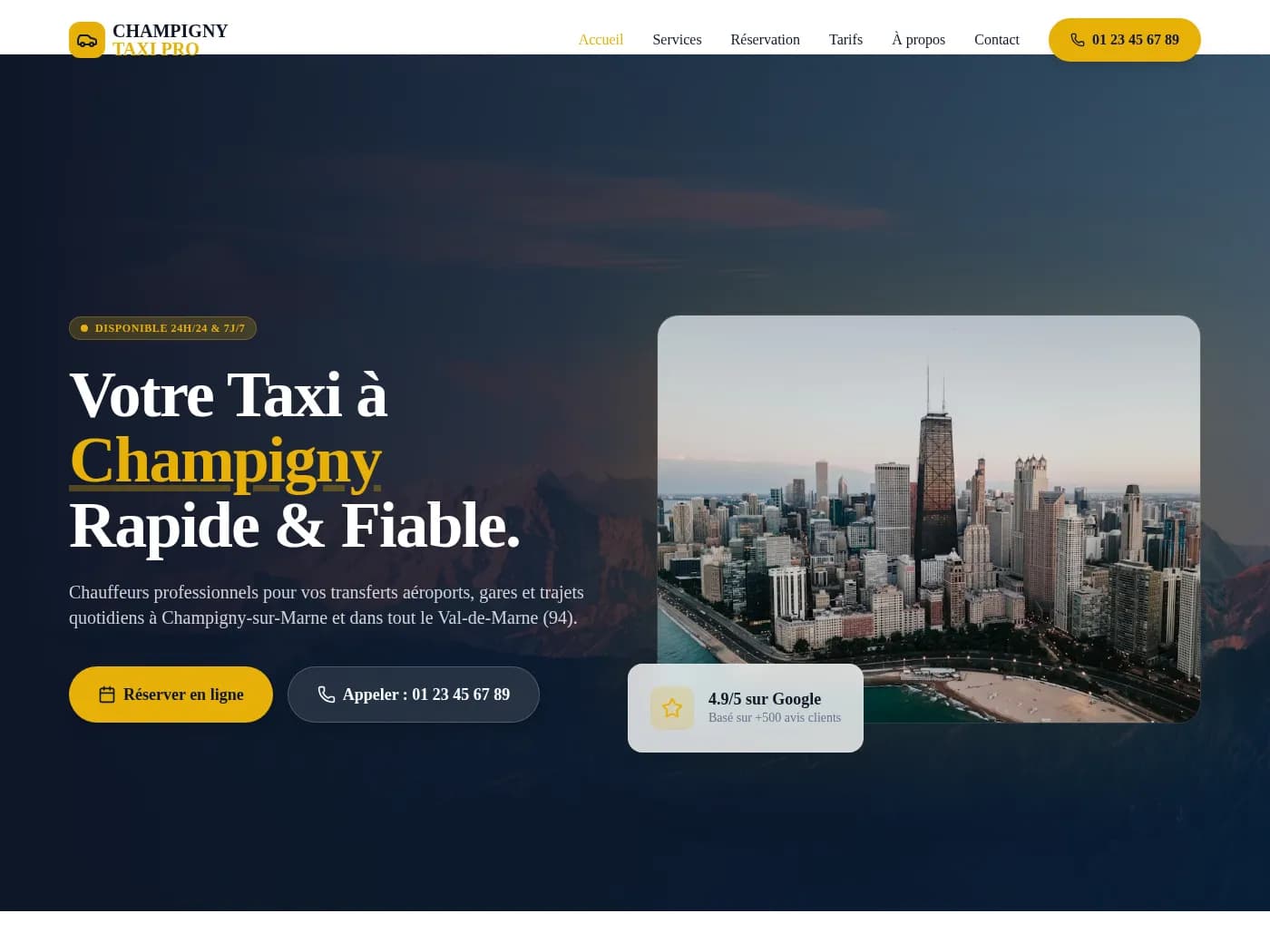 Champigny Taxi Pro Site