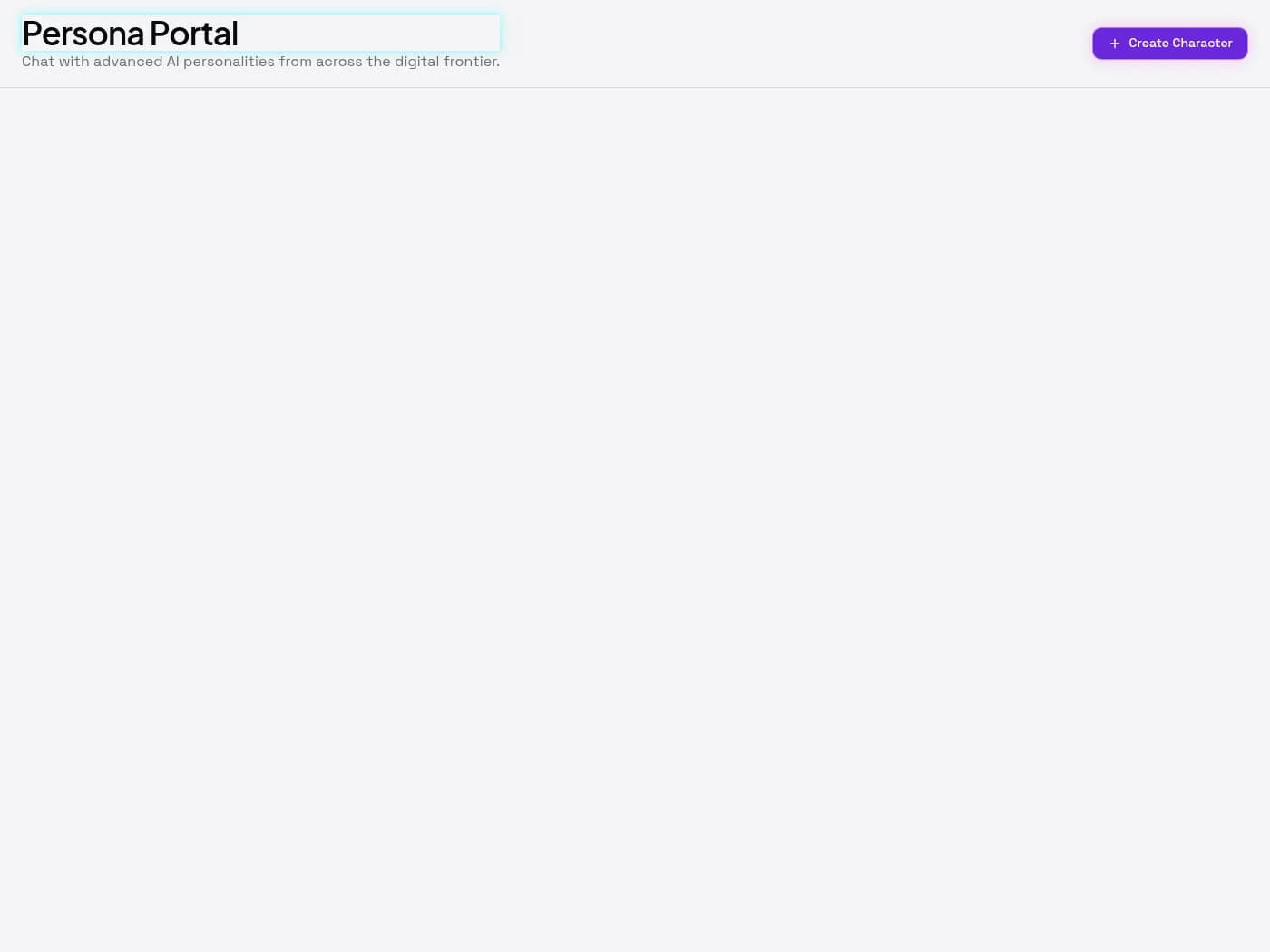 CharacterAI Web Portal