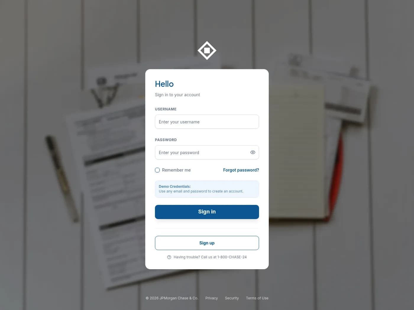 Chase Bank Login Clone