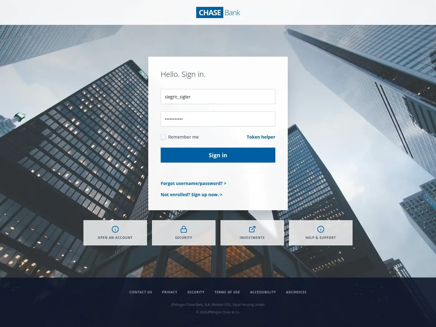Chase Account Simulator