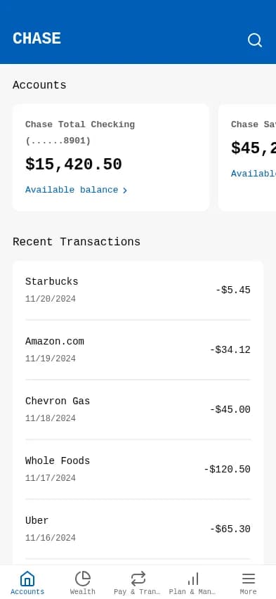 Chase App Simulator