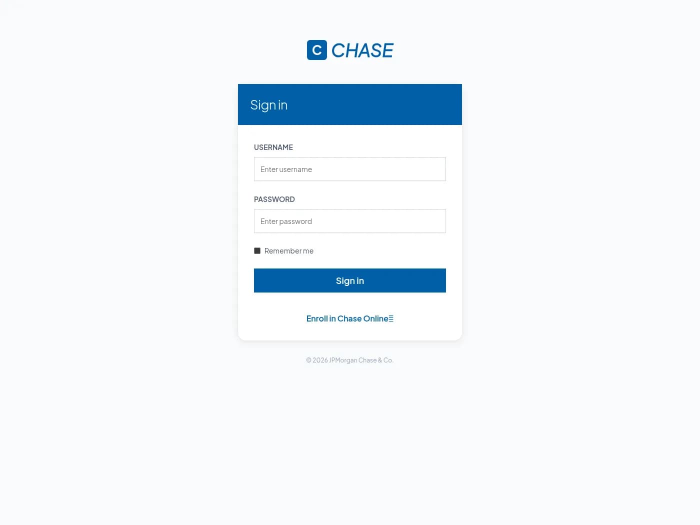 Chase Bank Clone