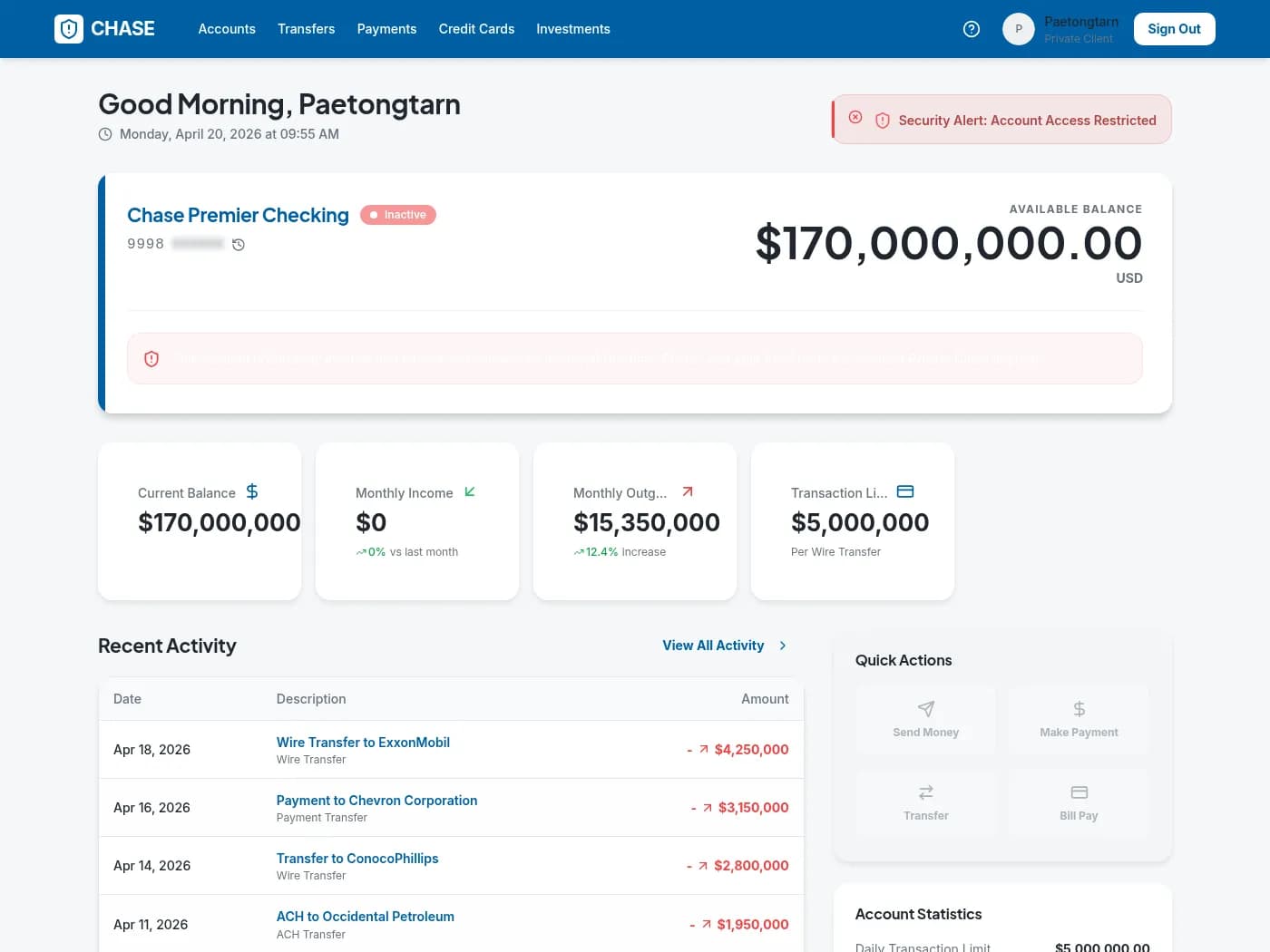 Chase-Style Banking Dashboard