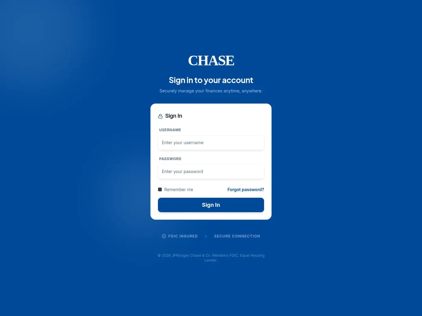 Chase Login Demo App