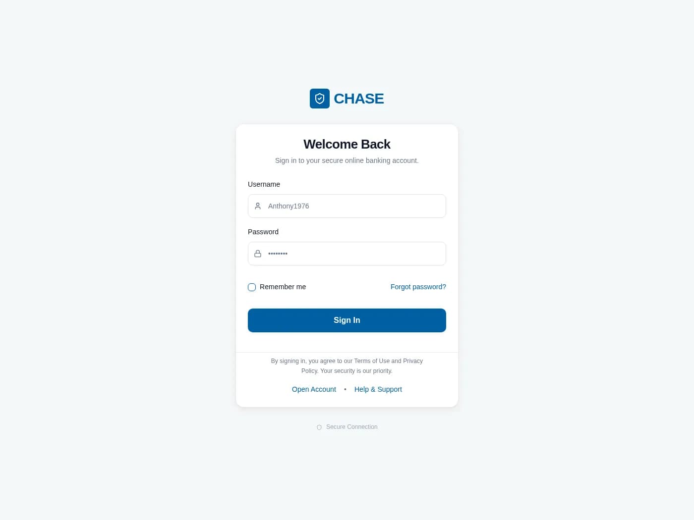 Chase Bank Clone Lite