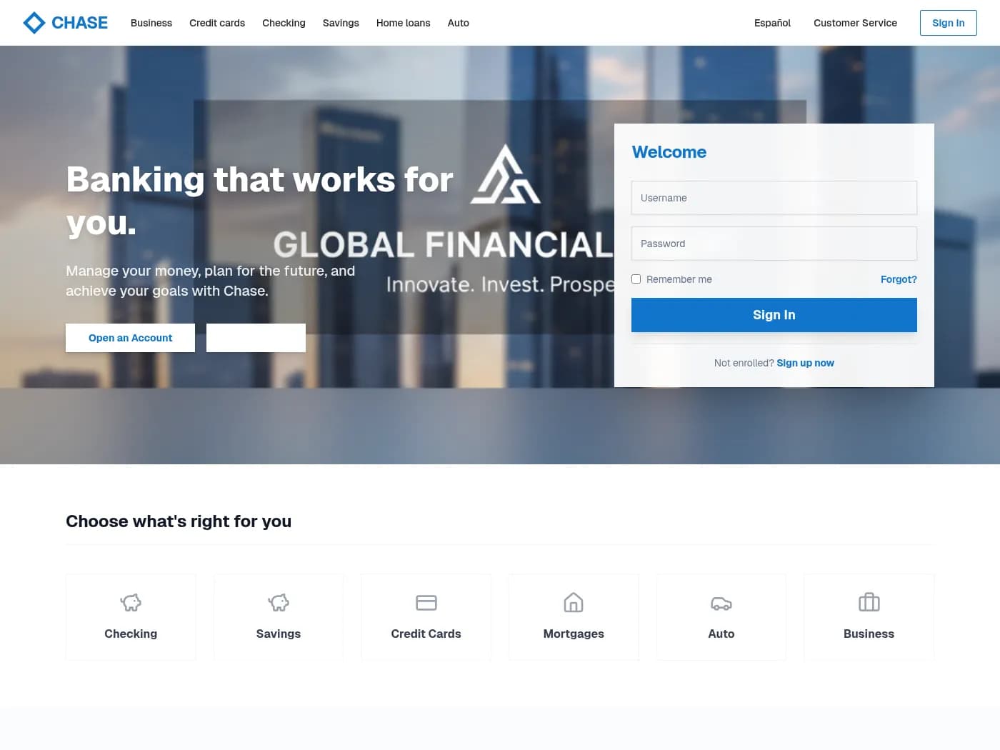 Chase Bank UI Clone