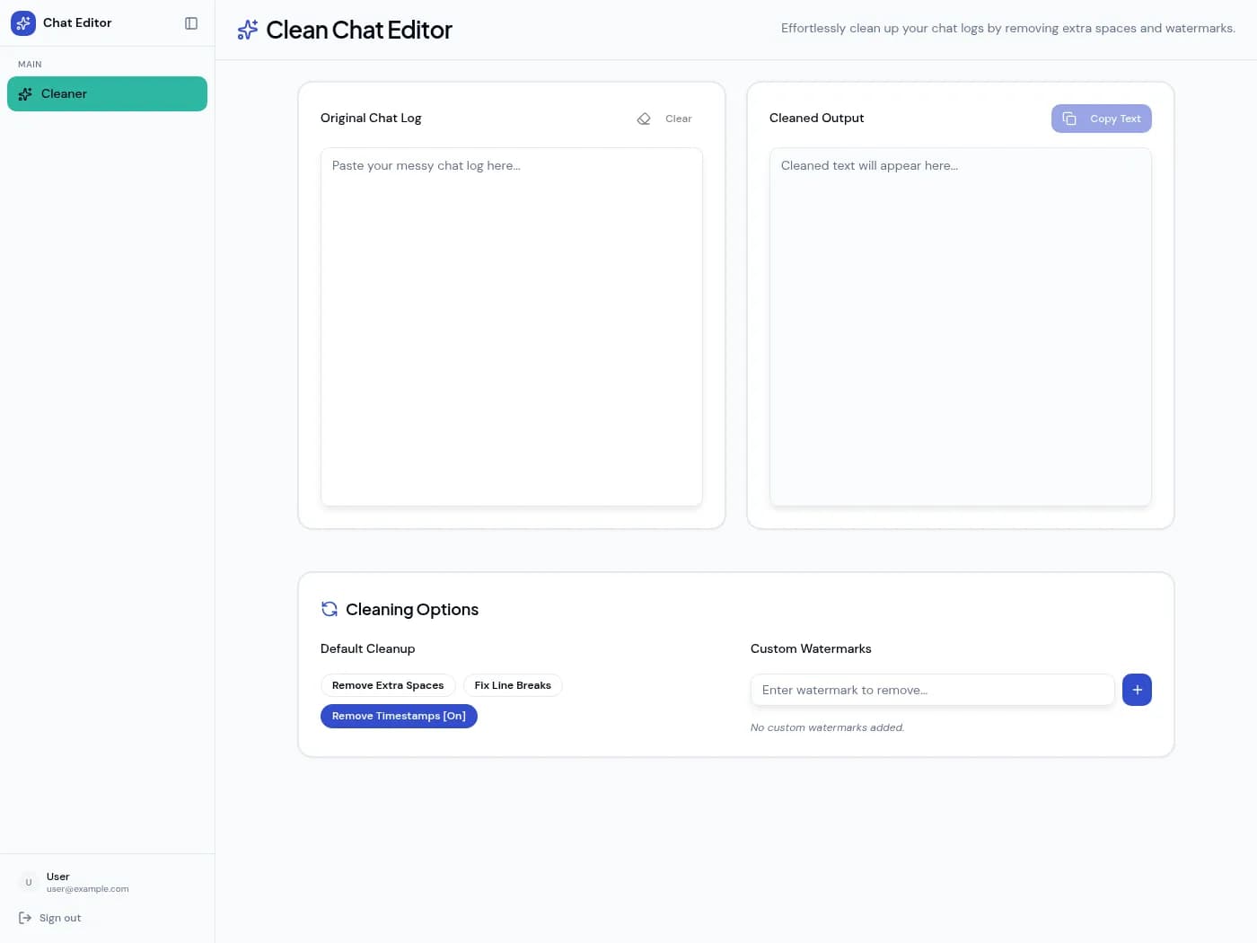 Clean Chat Editor