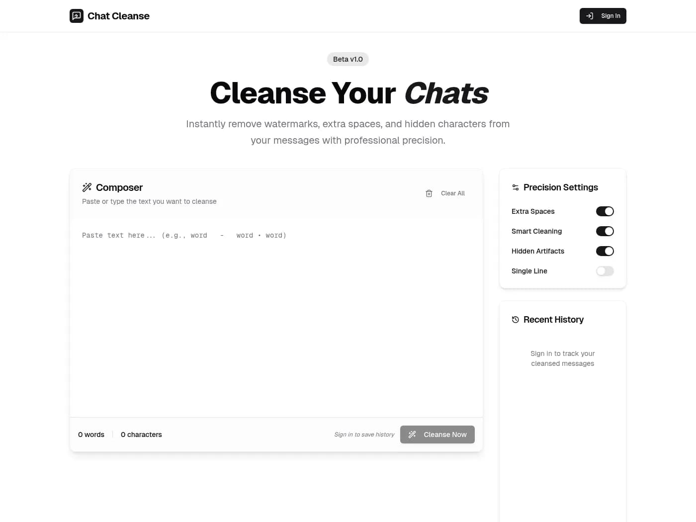 Chat Cleanse Tool