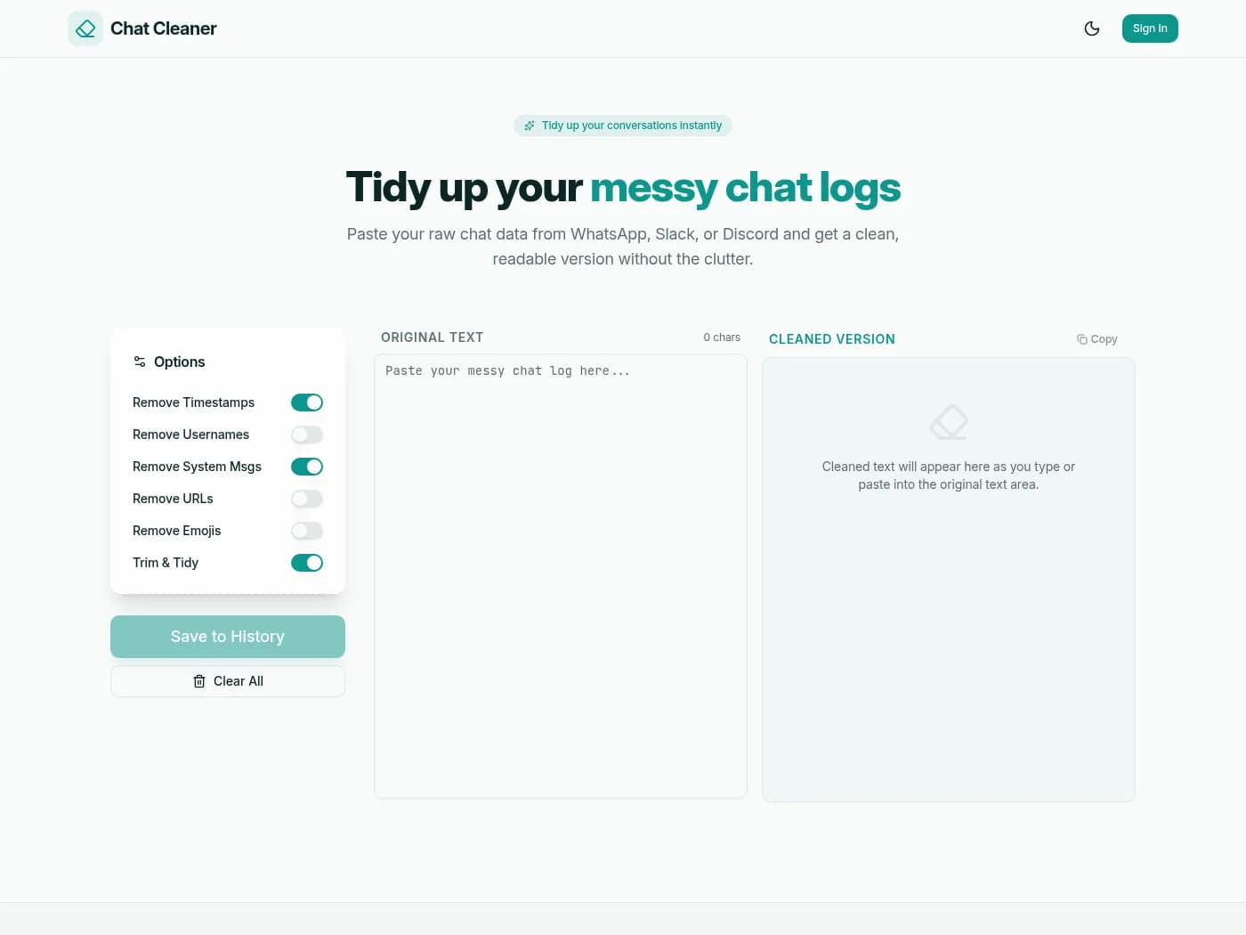 Chat Text Cleaner