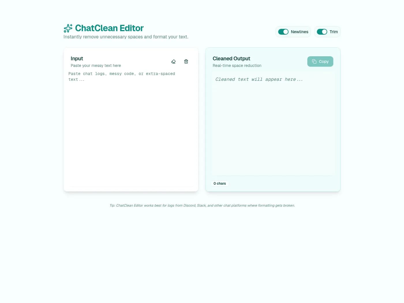 ChatClean Editor