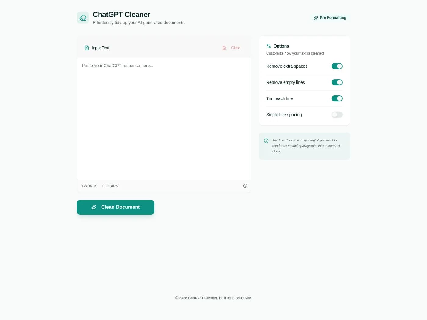 ChatGPT Cleaner