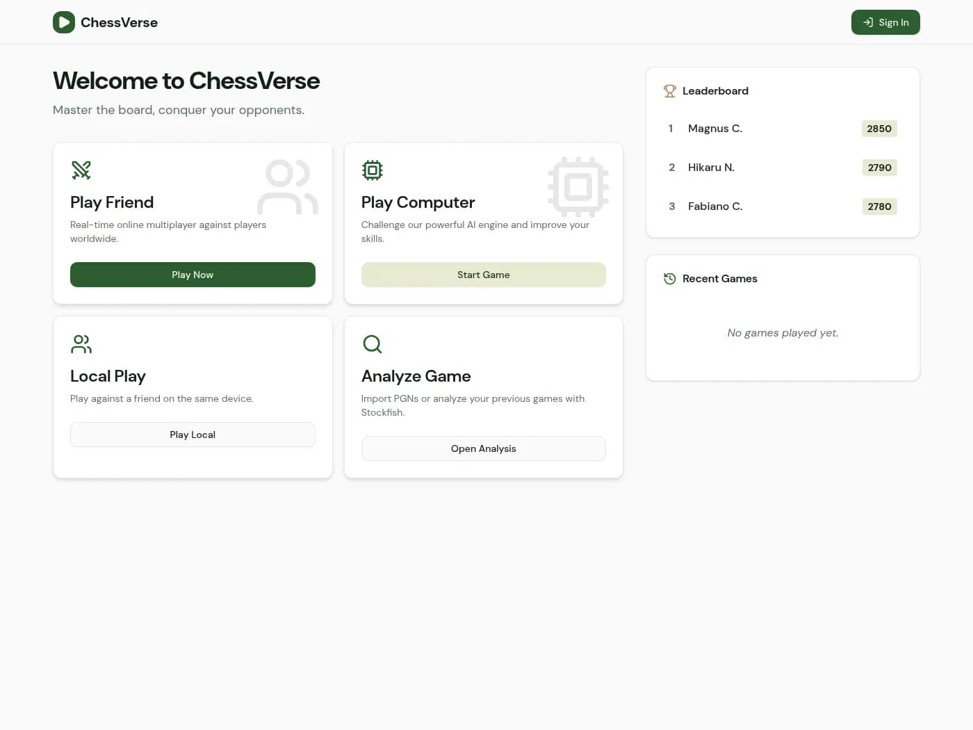 ChessVerse Web App