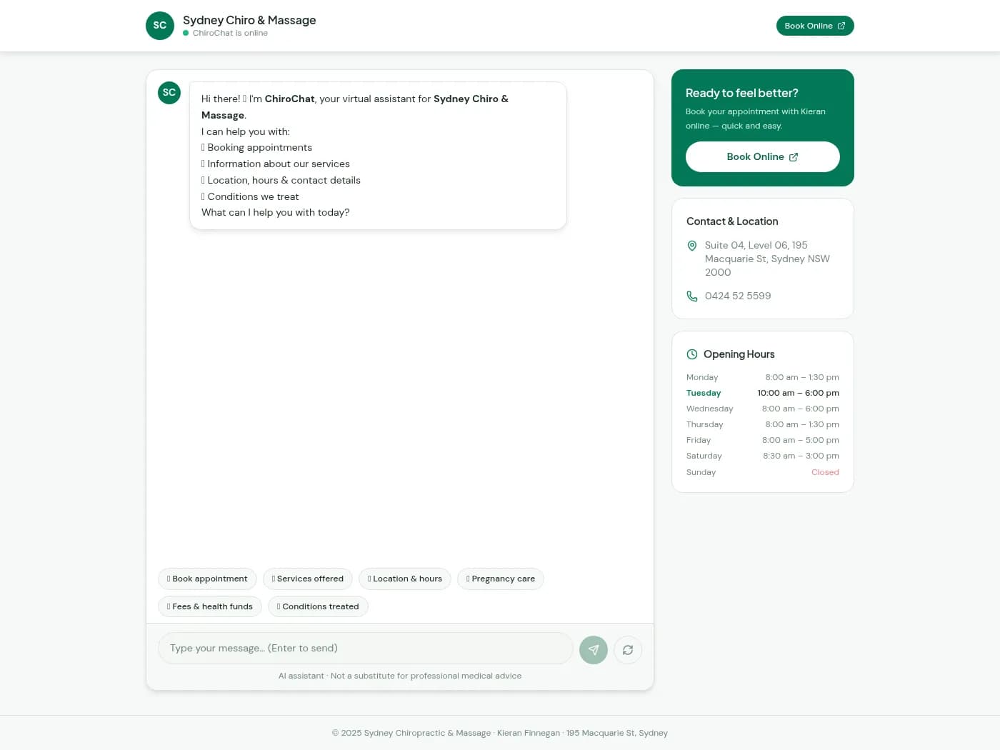 ChiroChat Assistant