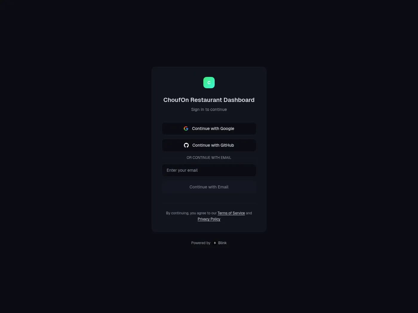 ChoufOn Restaurant Dashboard