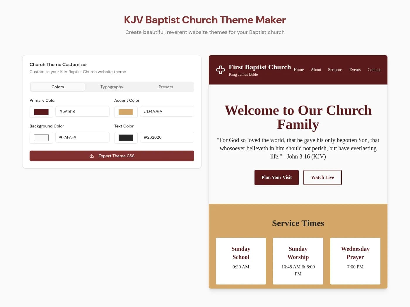 KJV Baptist Theme Maker