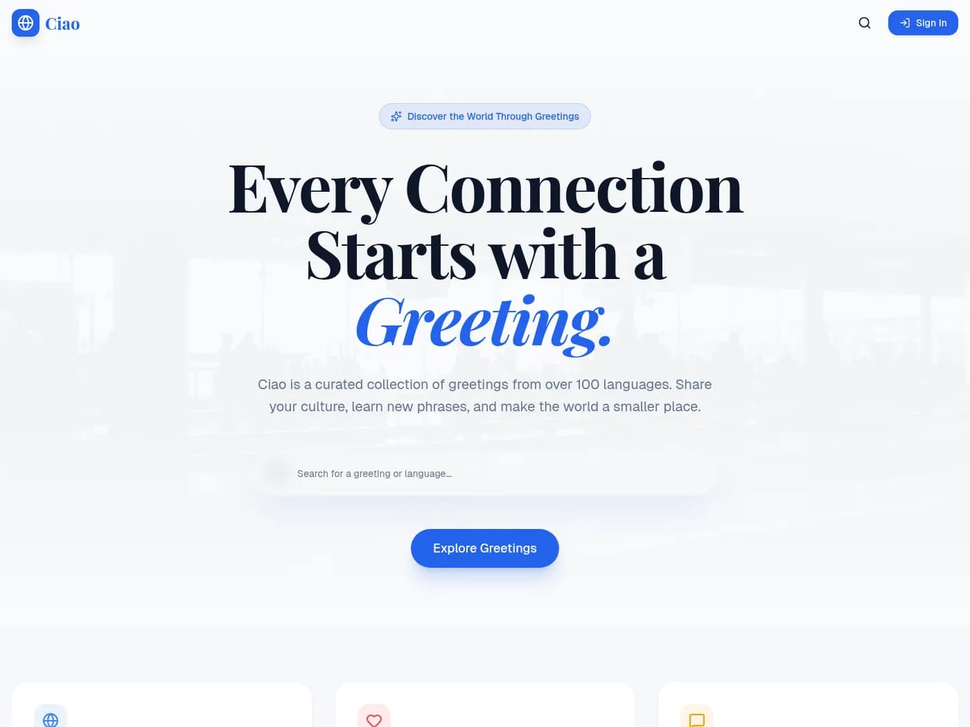 Ciao Greetings App