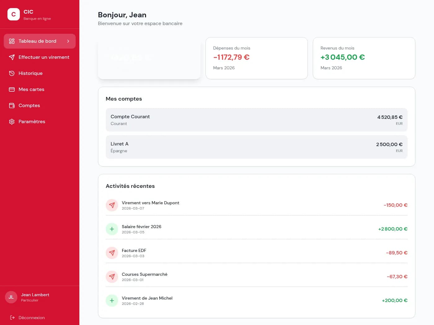 CIC Online Bank Clone