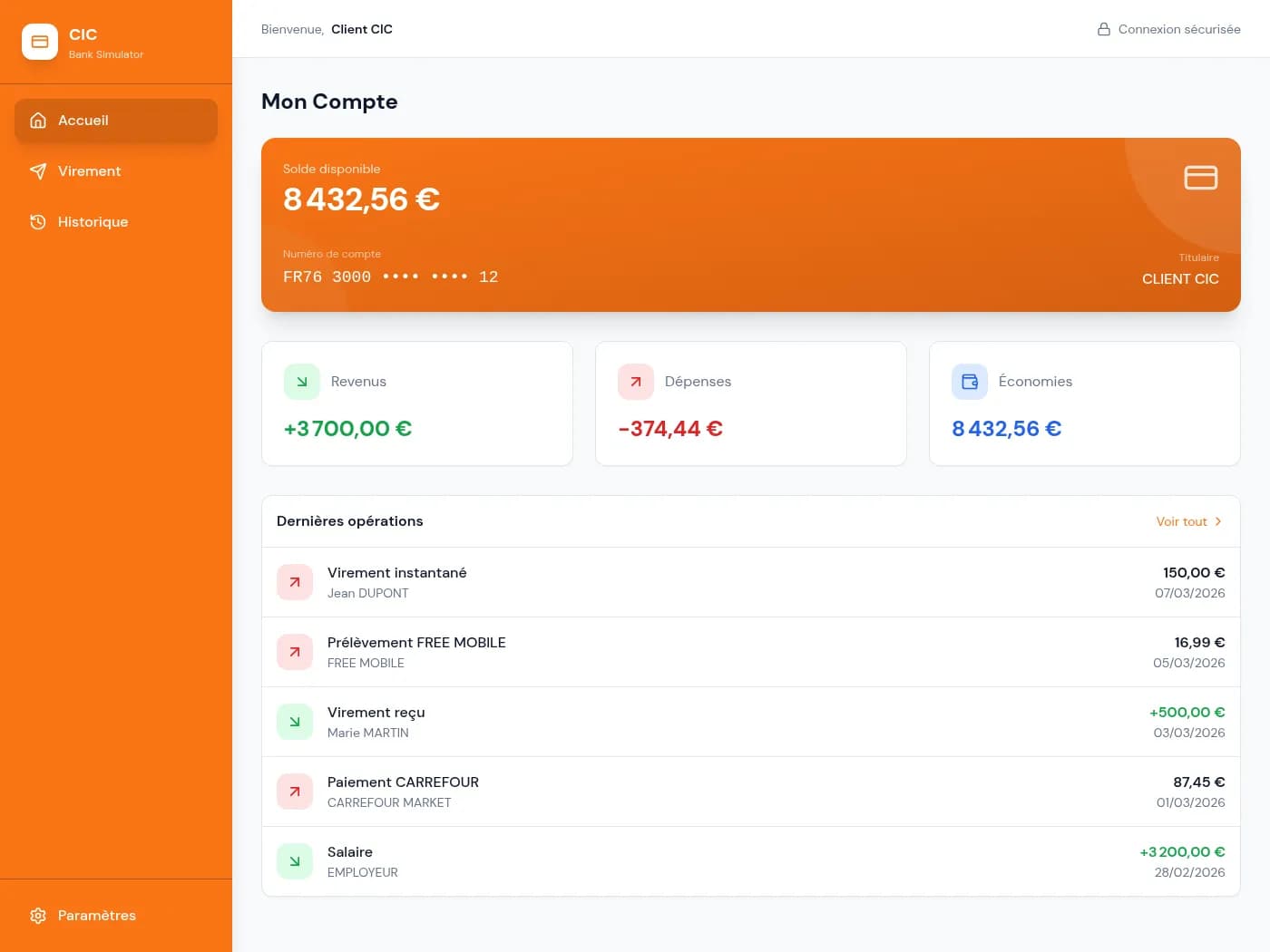 CIC Bank Simulator