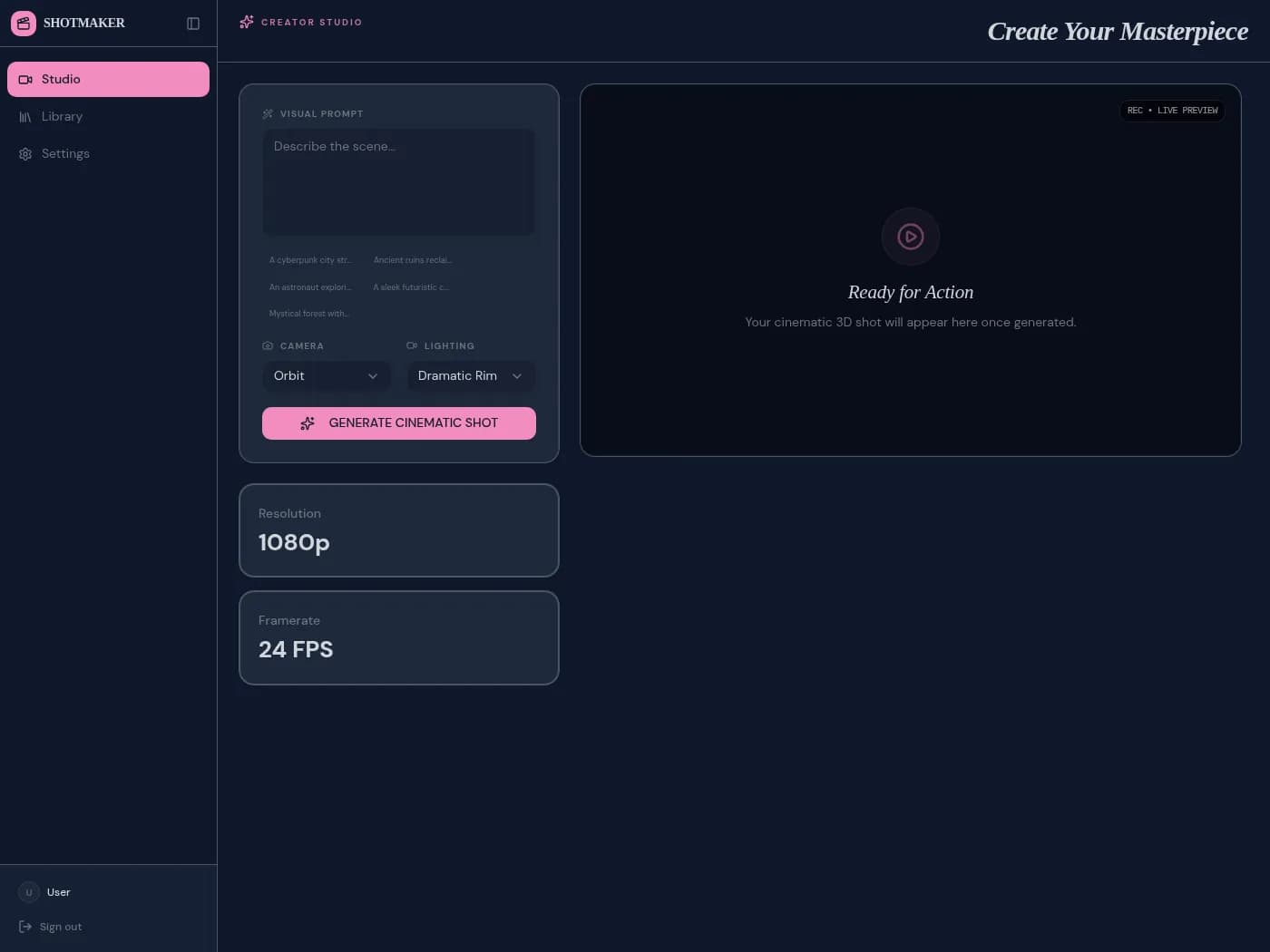 Cinematic 3D Shotmaker