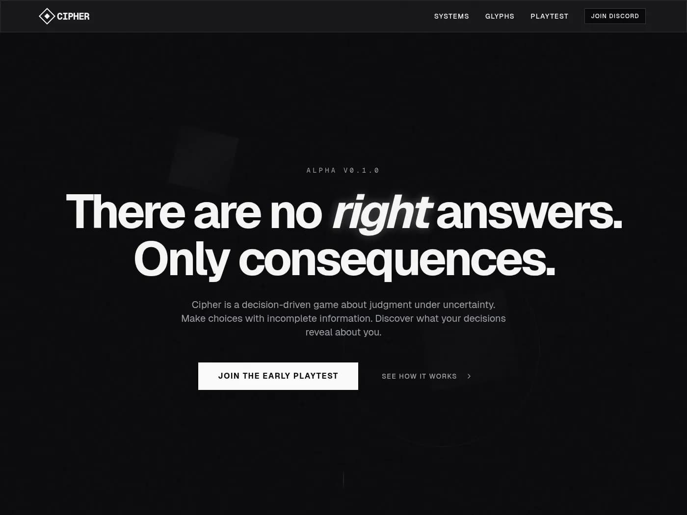 Cipher Landing Page