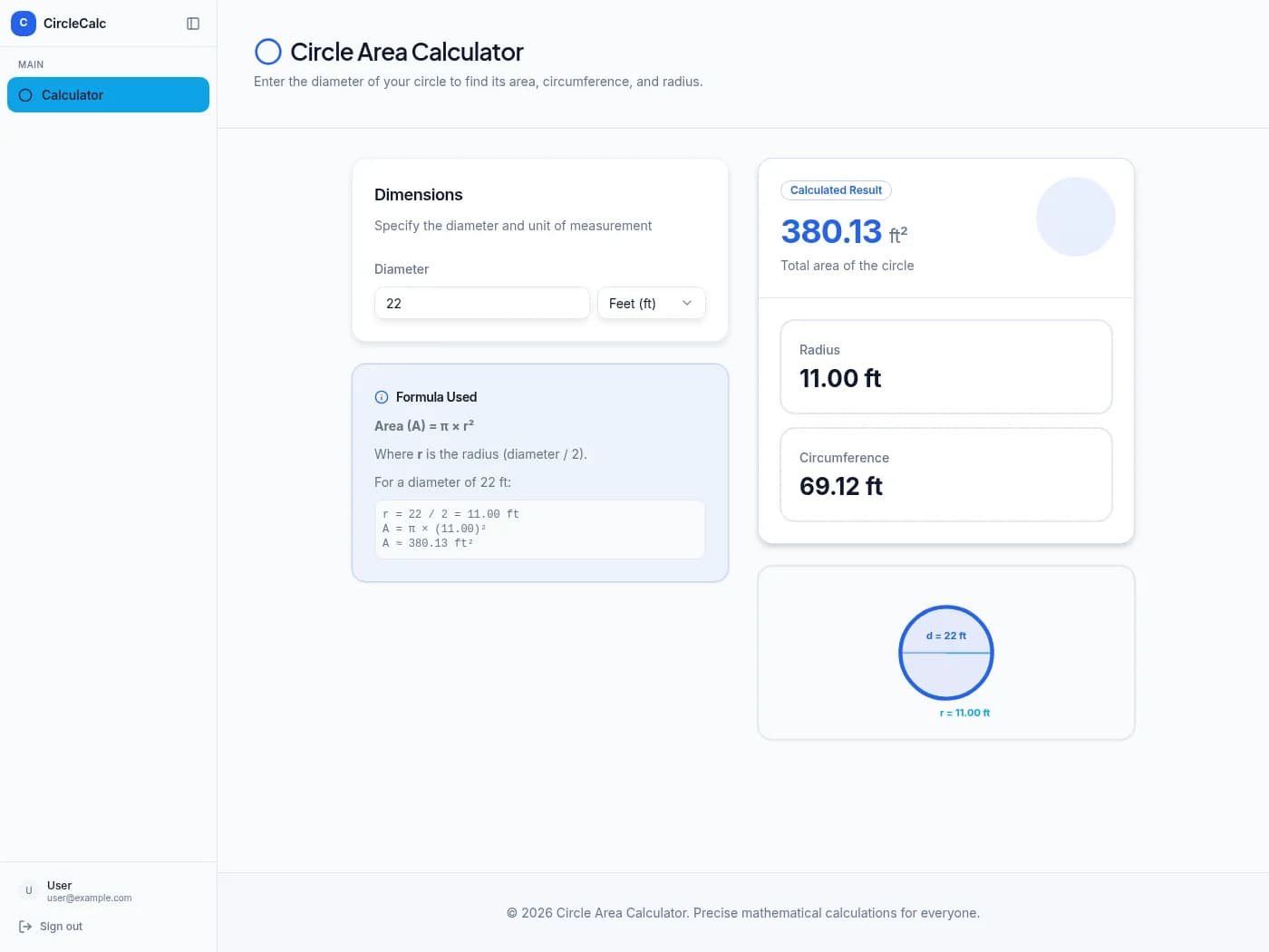 Circle Area Calculator