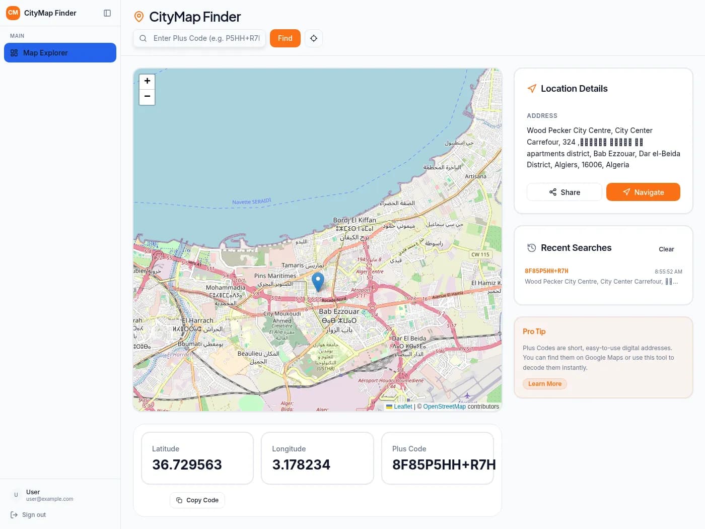 City Map Location Finder