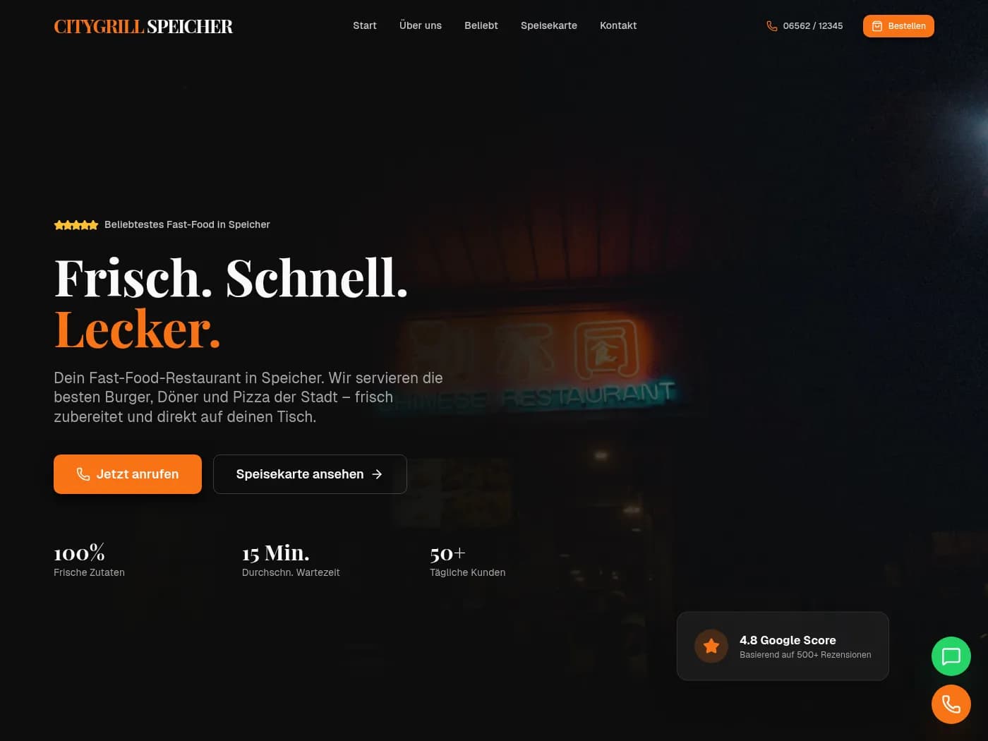 Citygrill Speicher Website
