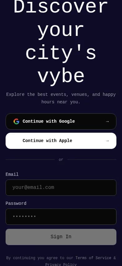 CityVybe Social Discovery