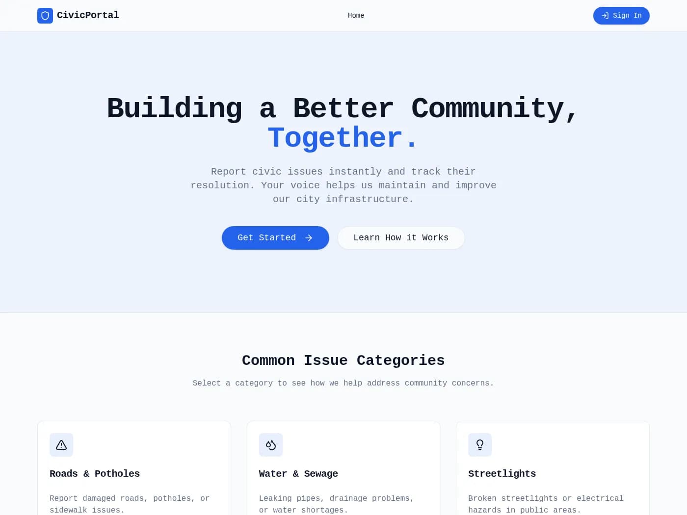 Civic Report Portal