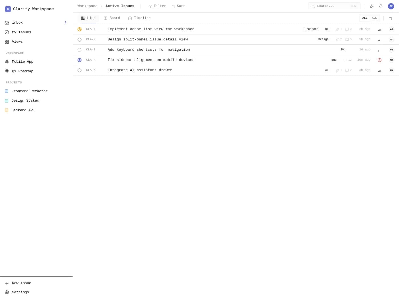 Clarity Workspace