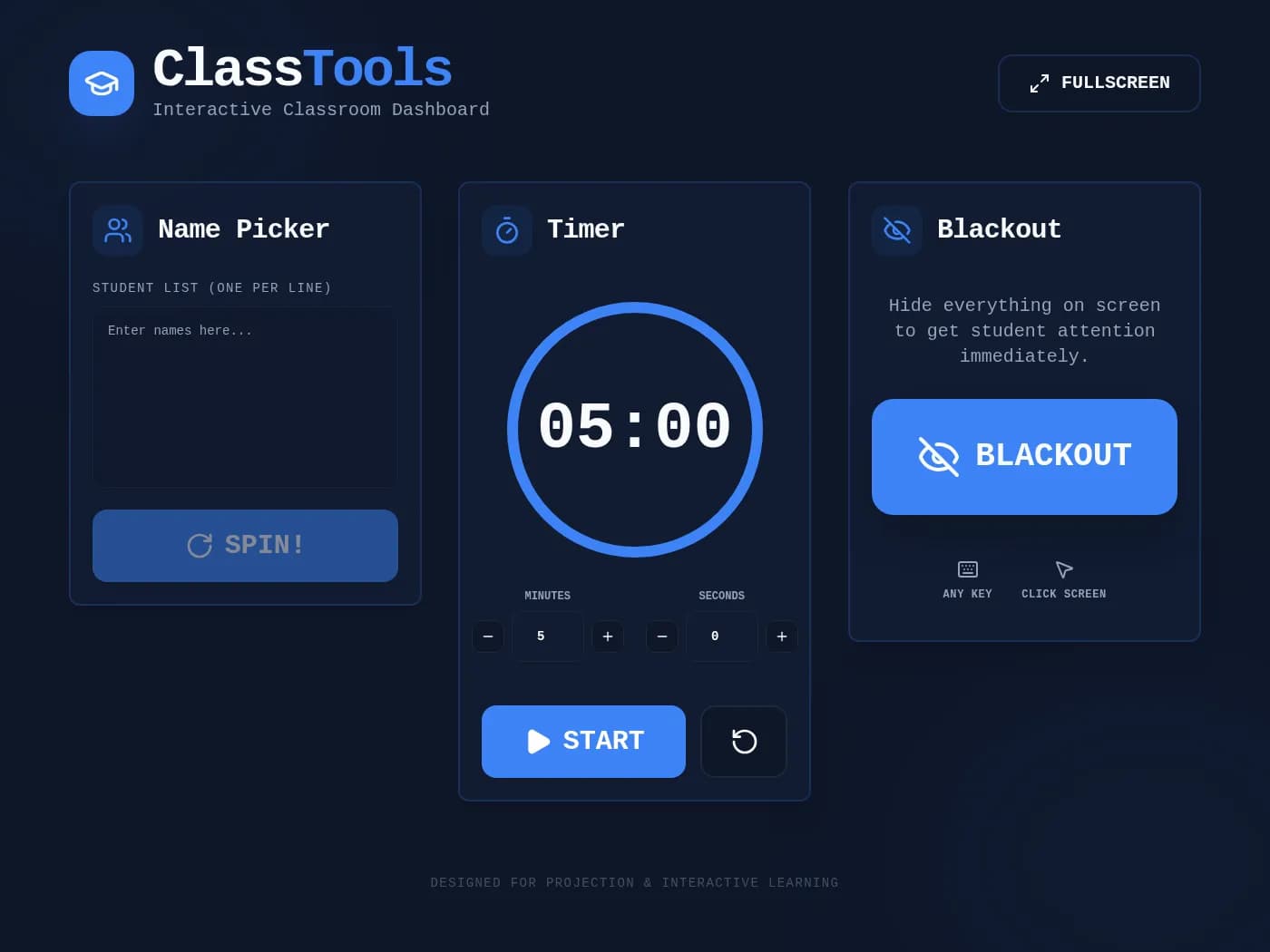 Classroom Tools Dashboard