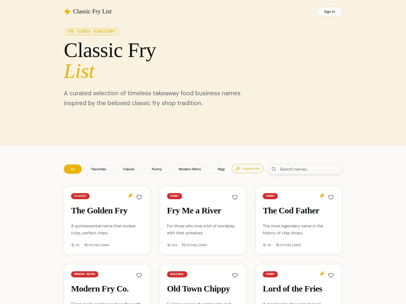 Classic Fry List