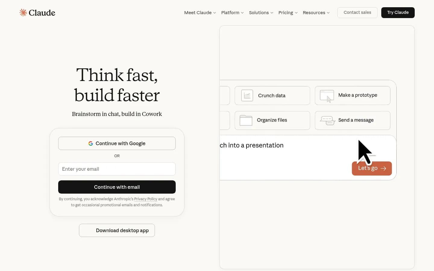 Claude AI interface for writing product specs and PRDs