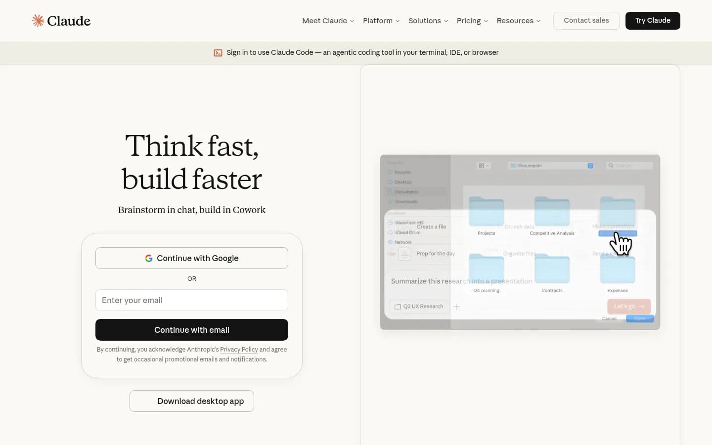 Claude Code in-editor experience — agentic coding with full terminal access and 200K context window