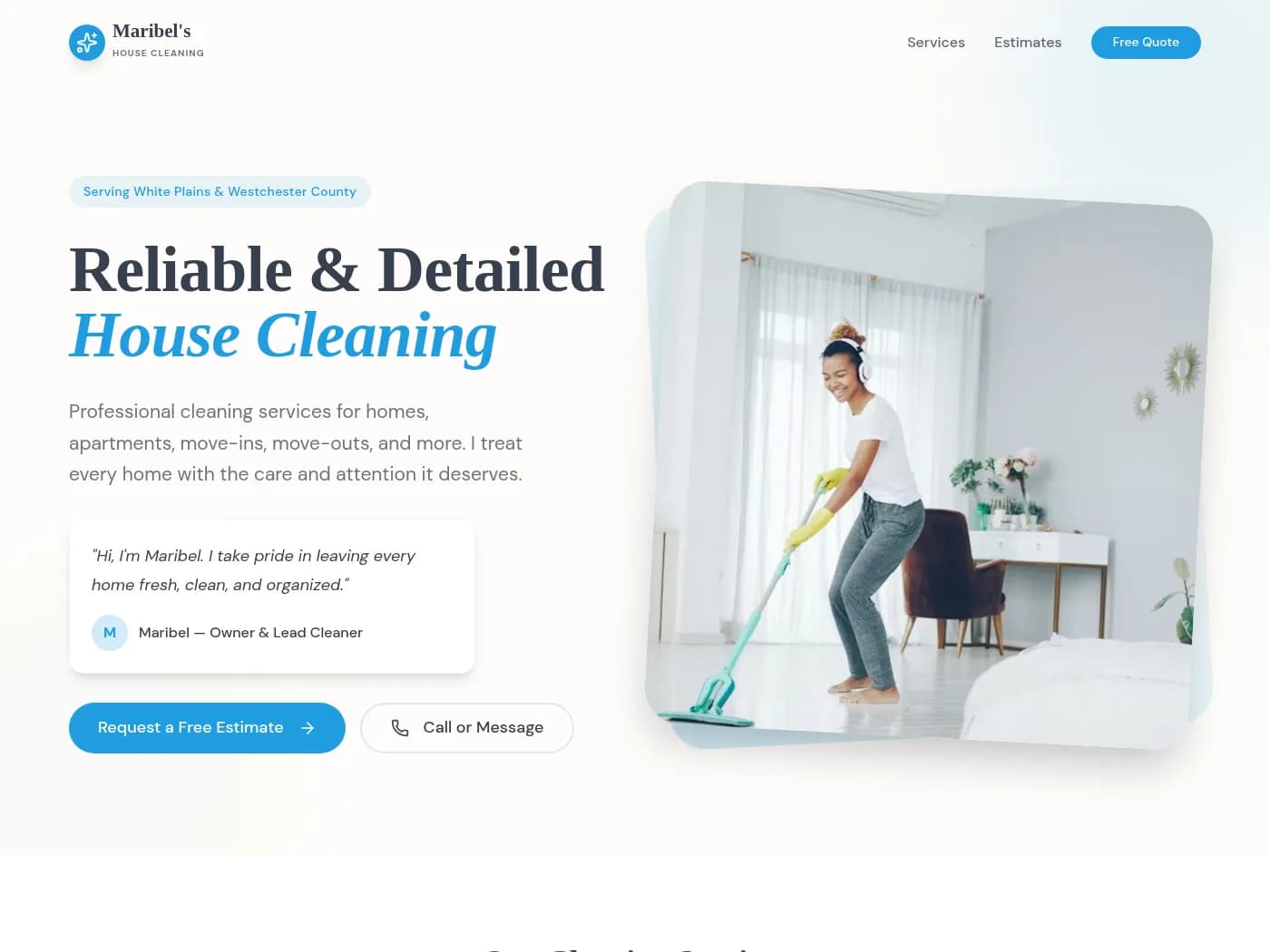 Maribel’s Cleaning Landing Page