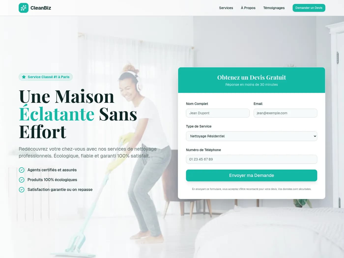 CleanBiz Lead Landing