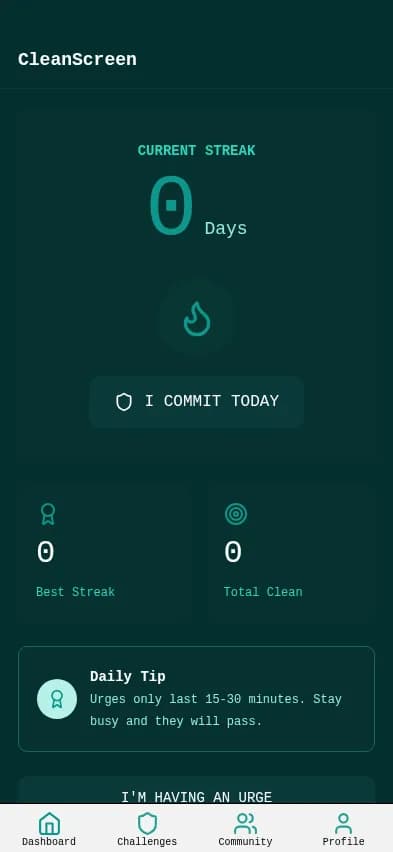 CleanScreen Commitment App