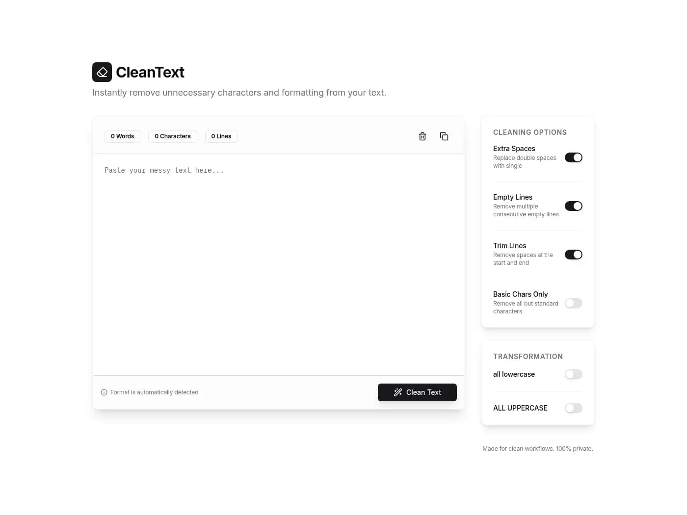 CleanText Tool