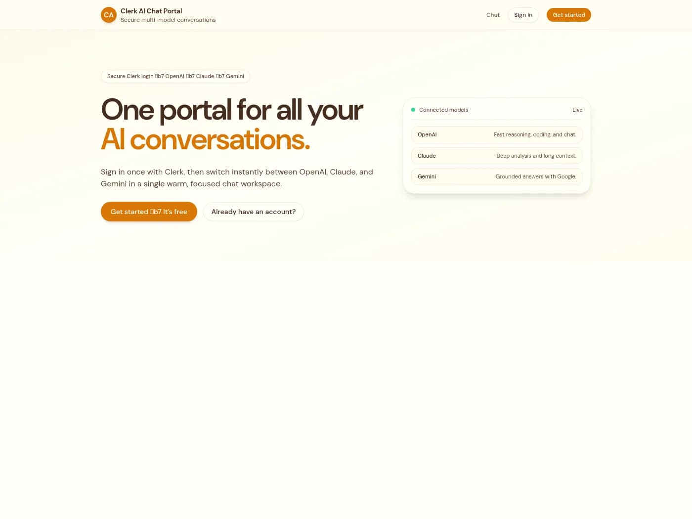 Clerk AI Chat Portal