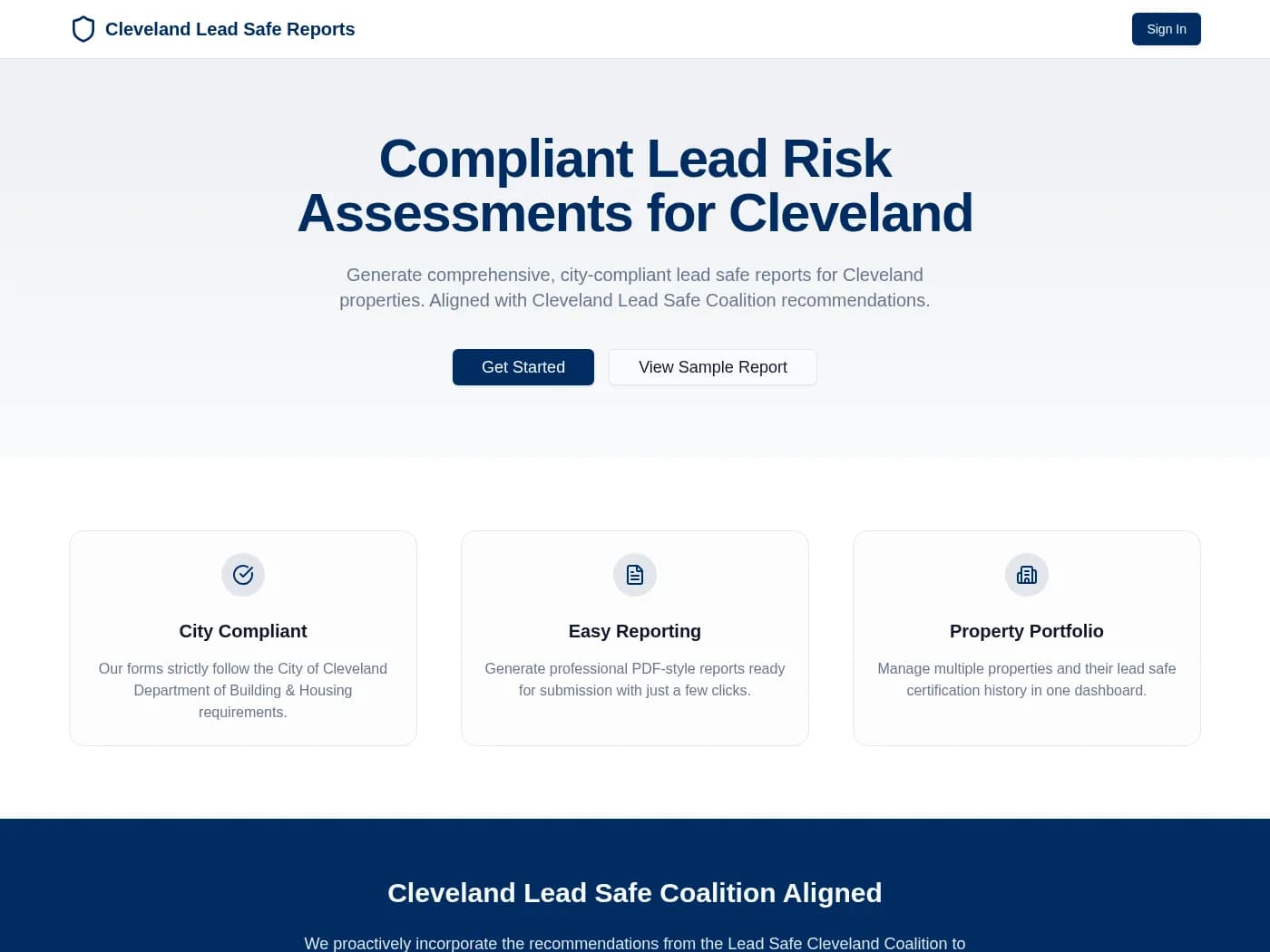 Cleveland Lead Safe Reports