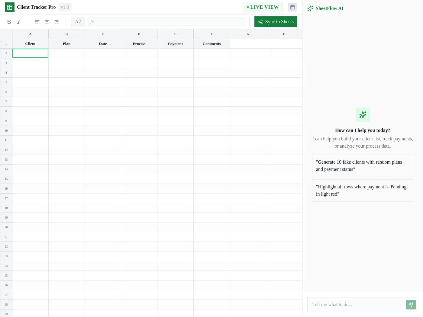 Client Tracker Sheets