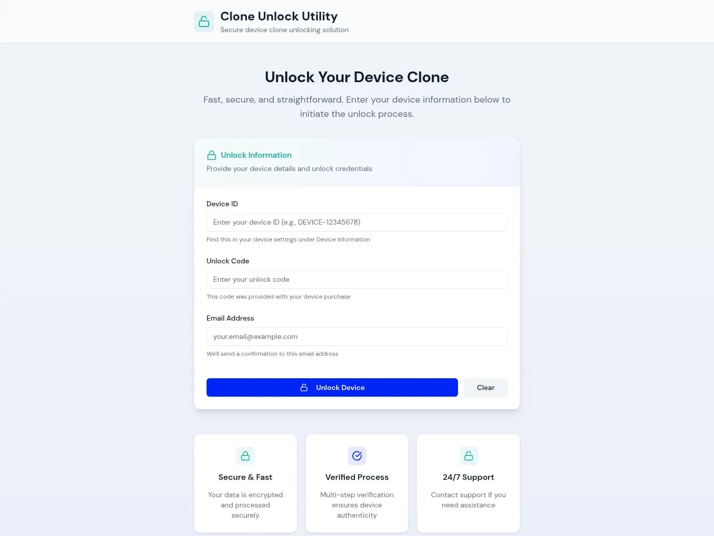 Clone Unlock Utility