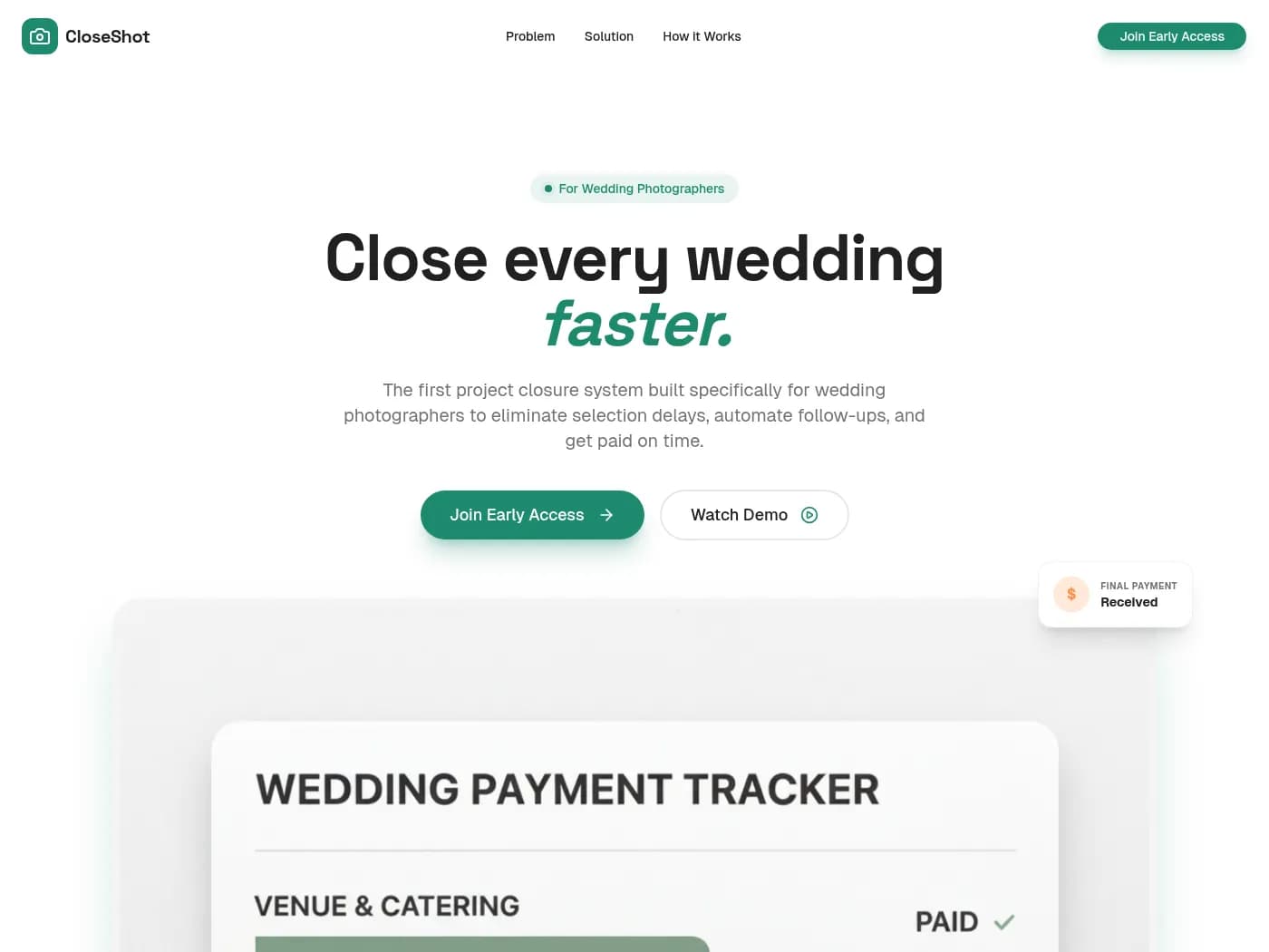 CloseShot SaaS Website