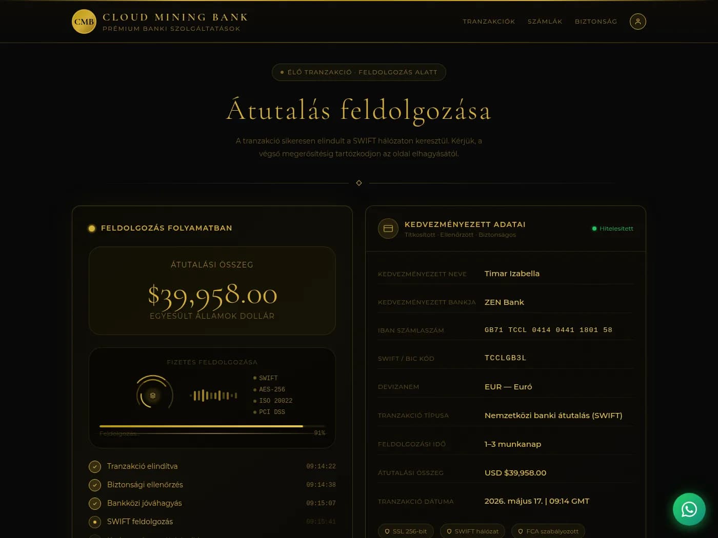 Cloud Mining Bank Portal