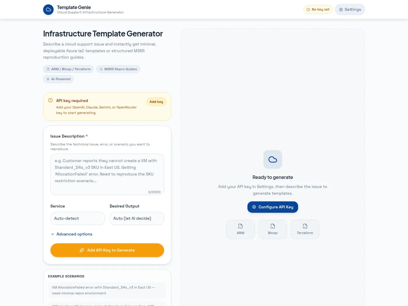 Cloud Support Template Genie