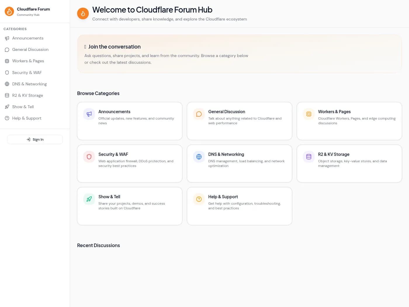 Cloudflare Forum Hub