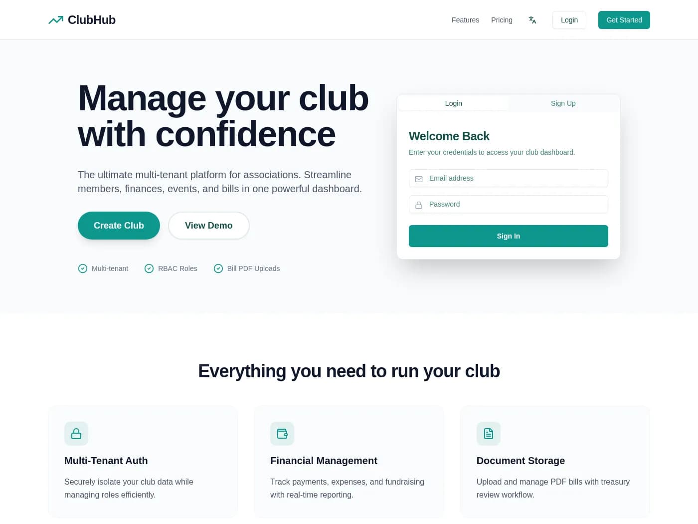 ClubHub Multi-Tenant Platform