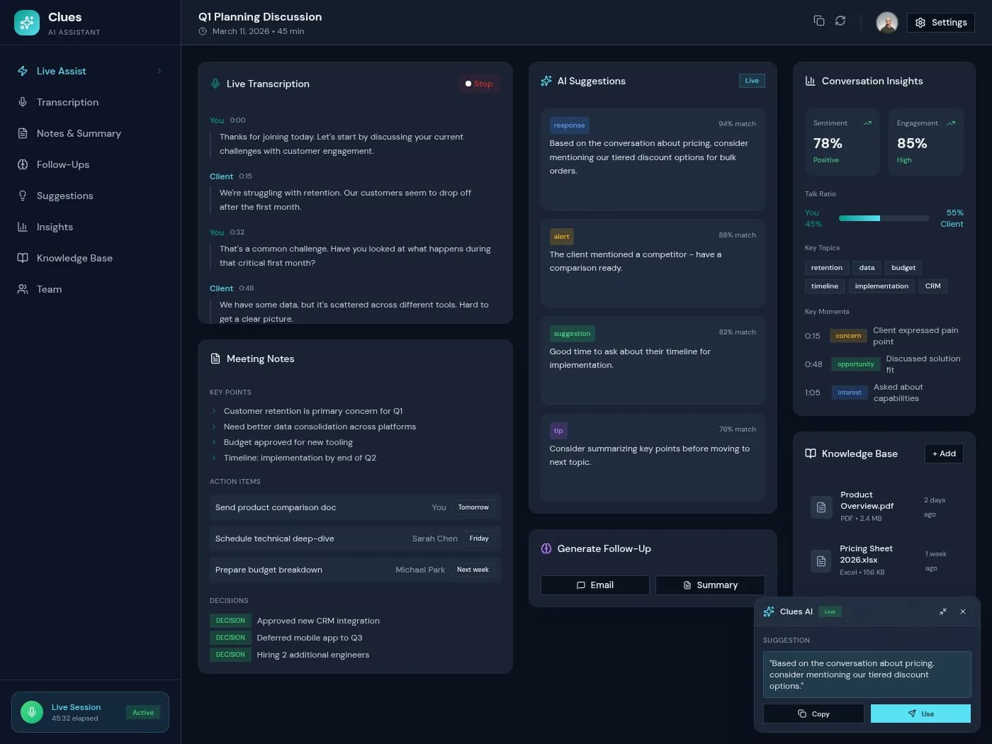 Clues AI Conversation Assistant