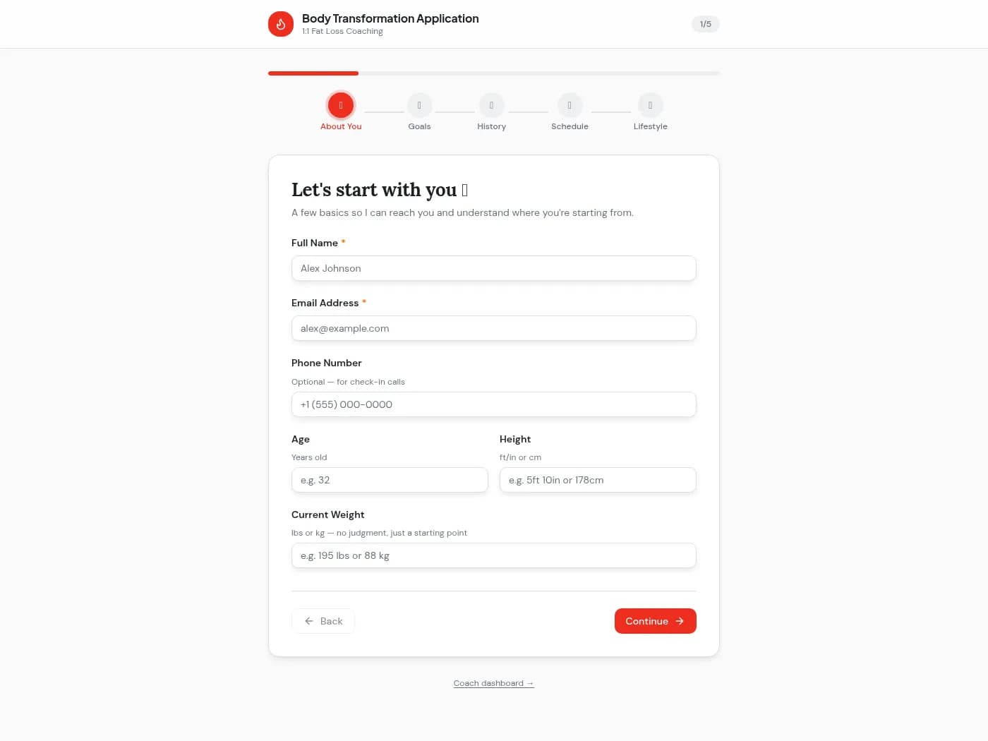 CoachClient Intake Pro